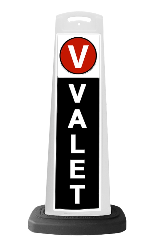 White Vertical Sign Panel w/Valet Symbol Sign V3 | SD2K Valet
