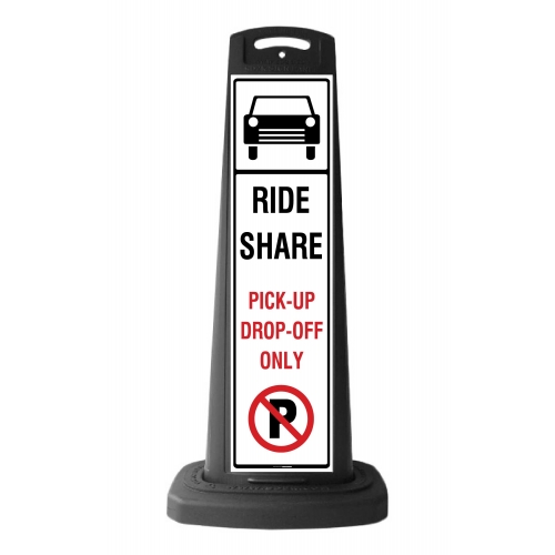 Black Vertical Panel w/Ride Share Pick Up Drop Off Sign P72 | SD2K Valet