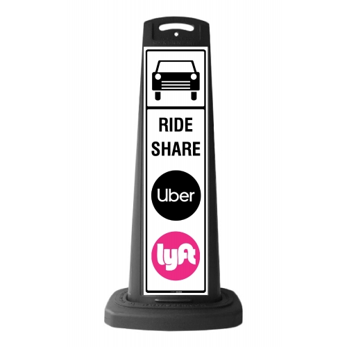 Black Vertical Sign Panel w/Rideshare & Logo Sign P73 | SD2K Valet