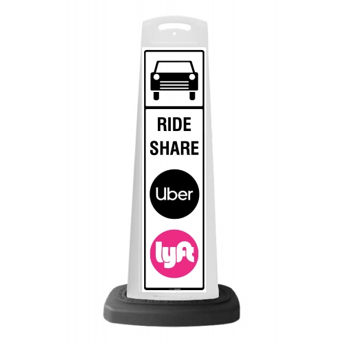 White Vertical Sign Panel w/Ride Share & Logo Sign P73 | SD2K Valet